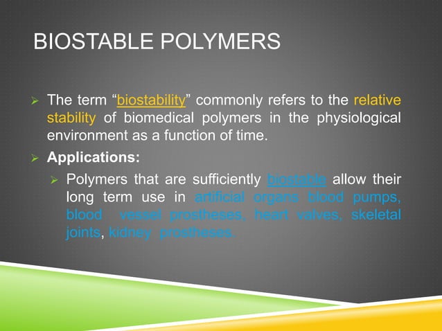 Biomedical polymers | PPTX