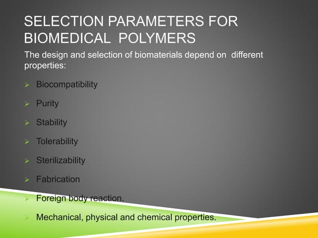 Biomedical polymers | PPTX