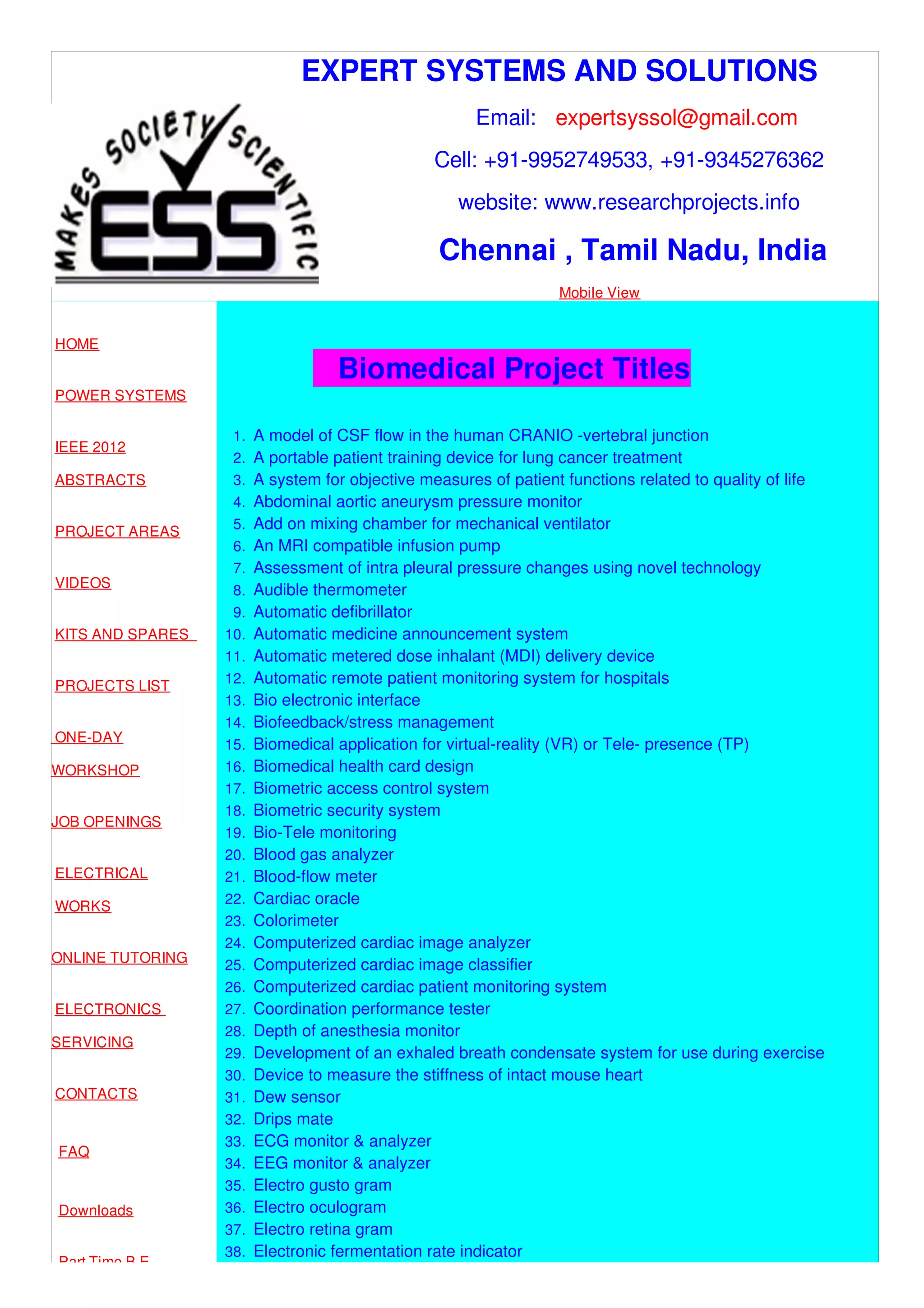 Biomedical projects | PDF