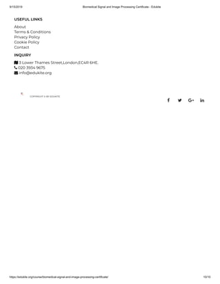 Biomedical Signal and Image Processing Certificate - Edukite | PDF