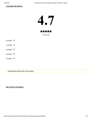 Biomedical Signal and Image Processing Certificate - Edukite | PDF