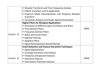 Biomedical signal processing syllabus | PDF