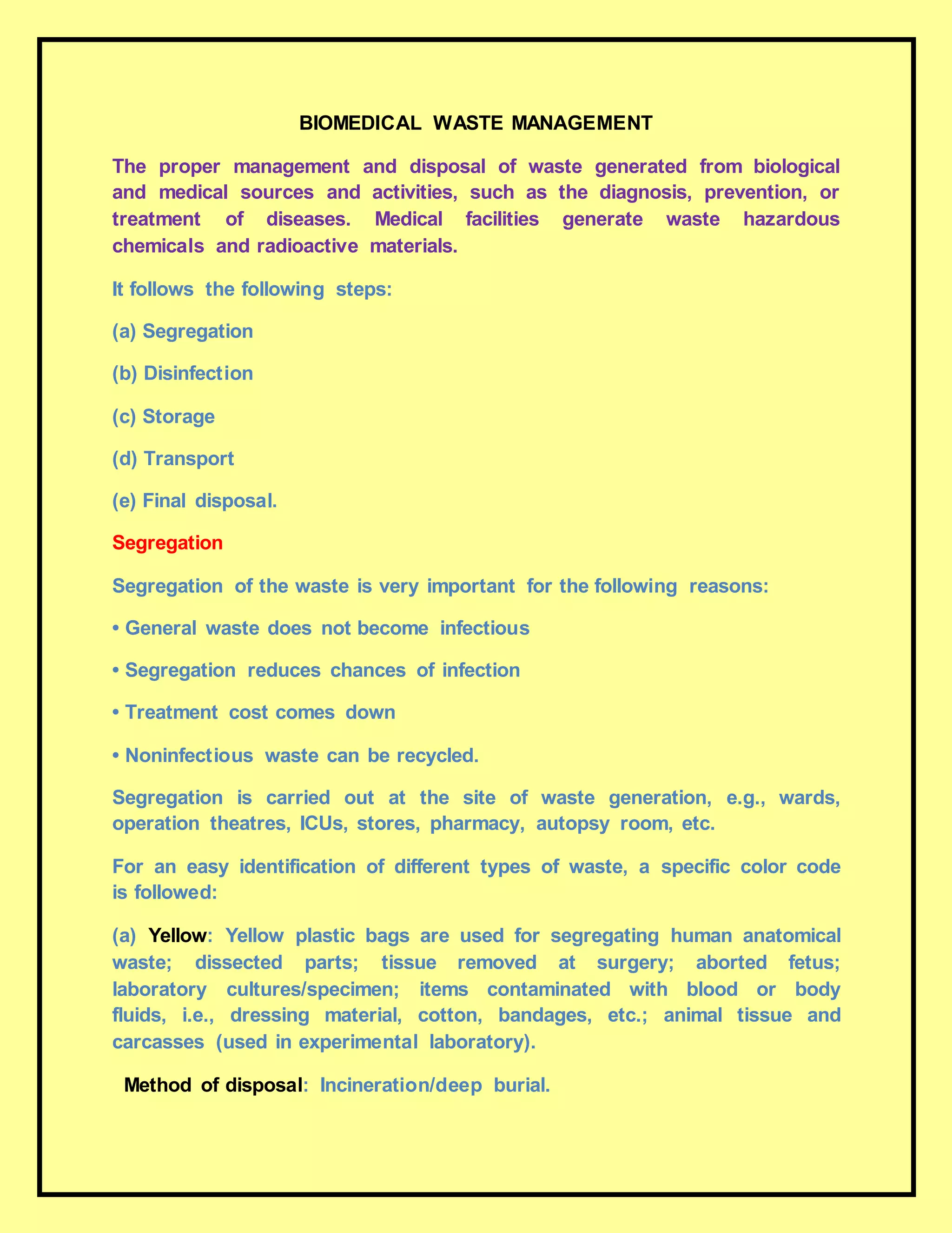 Biomedical waste management | PDF