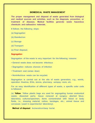 Biomedical waste management | PDF