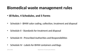 Biomedical waste management rules powerpoint | PPTX