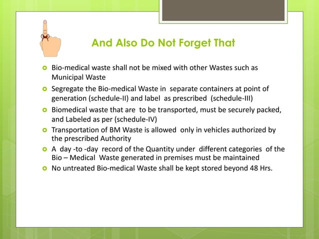 Bio Medical Waste Management And Handling Rules 1998 | PPTX