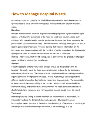 Bio medical waste management and handling rules 1998 | DOCX