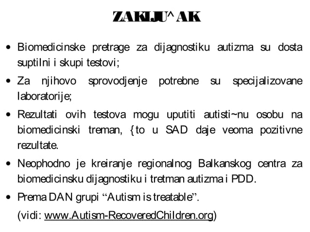 Dr. Vladimir Trajkovski - Biomedicinska dijagnostika na autizmot | PPT