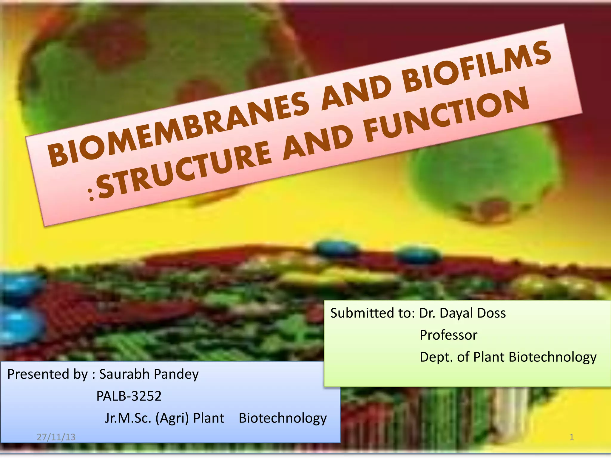 Biomembranes and biofilms saurabh | PPTX