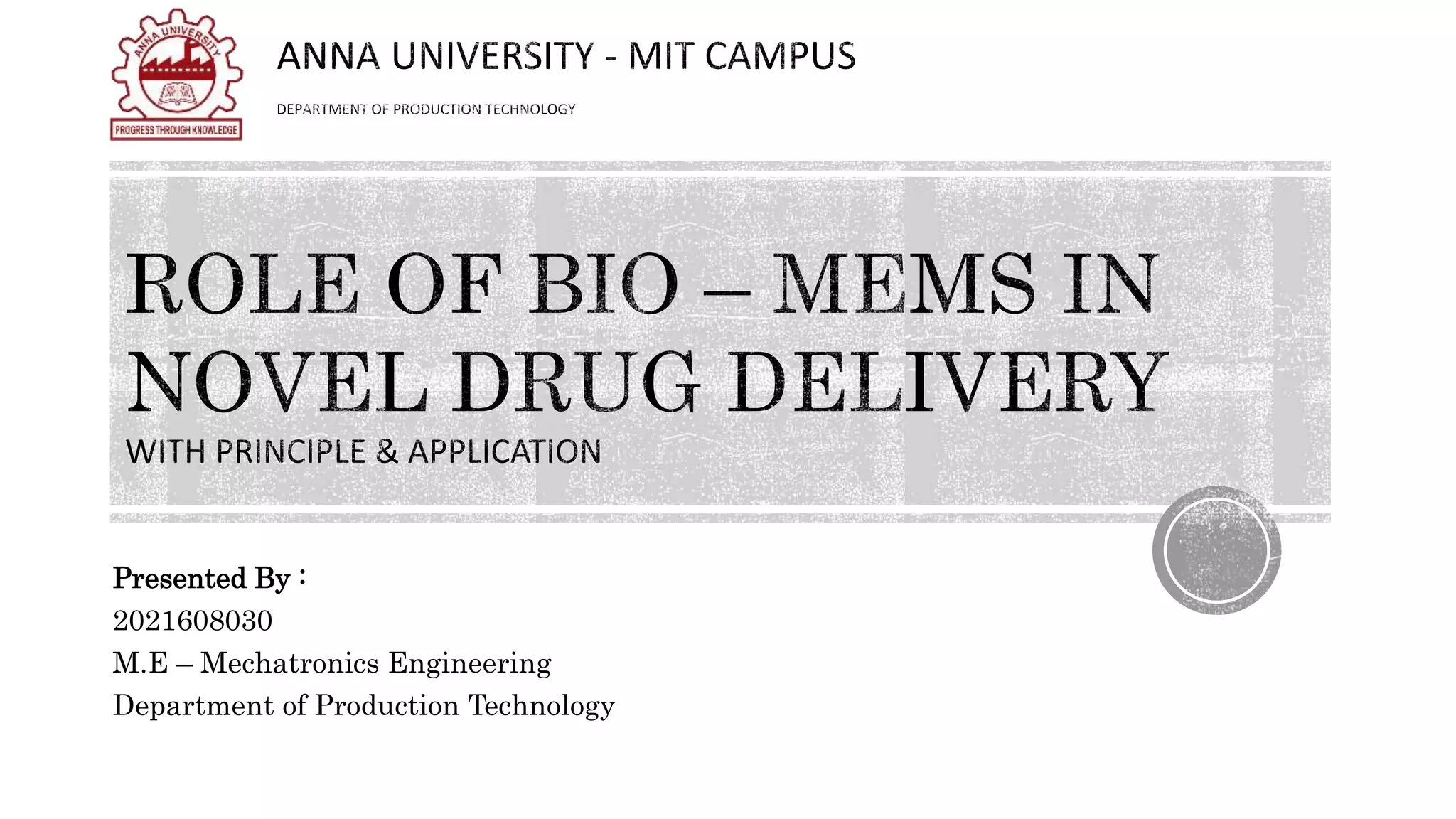 Role of Bio Mems in Novel Drug Delivery | PPTX | Chemistry | Science