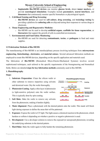 Bio MEMS 21BR741 MODULE 01 NOTES MUSE Mys | PDF