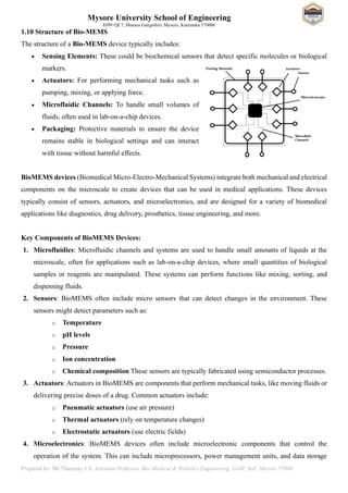 Bio MEMS 21BR741 MODULE 01 NOTES MUSE Mys | PDF