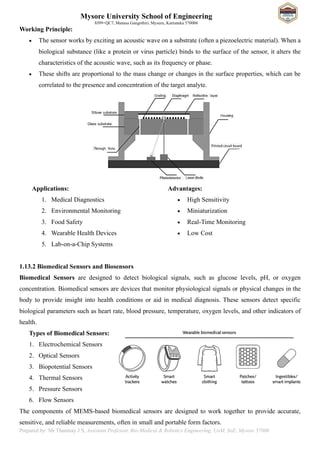 Bio MEMS 21BR741 MODULE 01 NOTES MUSE Mys | PDF