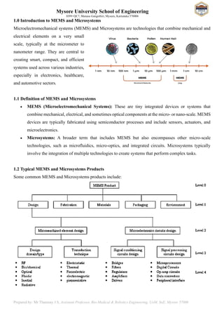 Bio MEMS 21BR741 MODULE 01 NOTES MUSE Mys | PDF