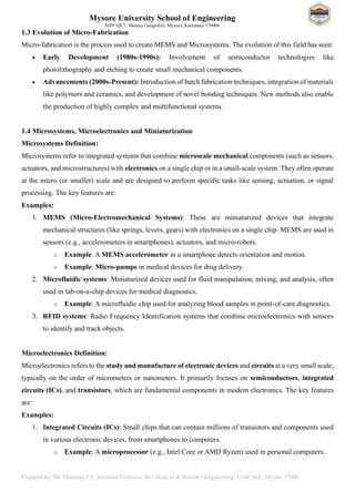 Bio MEMS 21BR741 MODULE 01 NOTES MUSE Mys | PDF