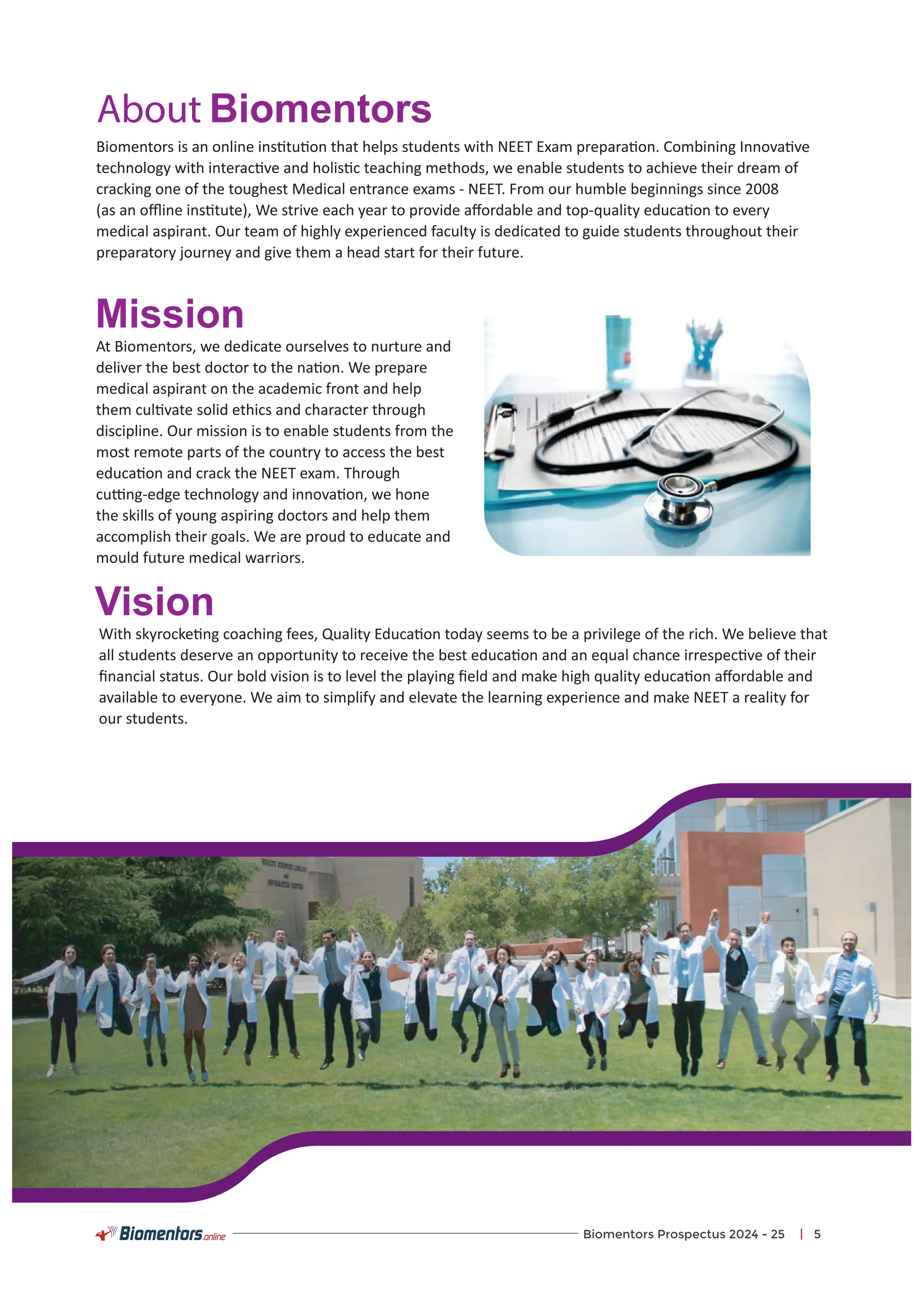 Biomentors Prospectus : NEET Online Medical Entrance Coaching 2024 pdf ...