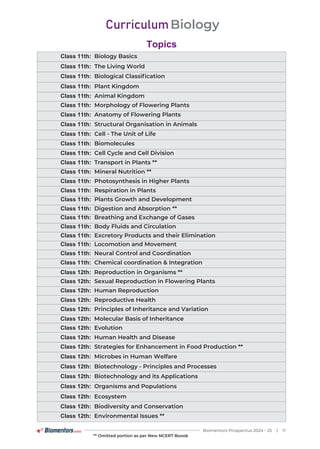 Biomentors Prospectus : NEET Online Medical Entrance Coaching 2024 pdf ...