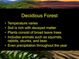 world distribution of bioms and their characteristics | PPT