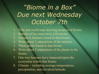 Biomes for box | PPT | Geography | Science