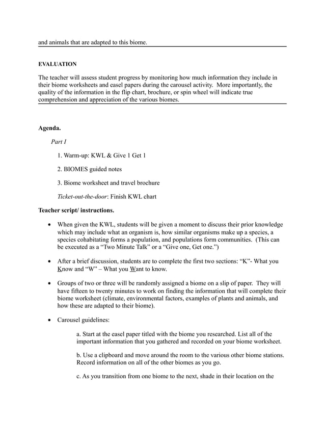 Biomes lessonplan | PDF