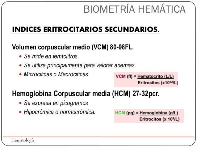 Que Es Vcm En Una Biometria Hematica - Descargar Manual