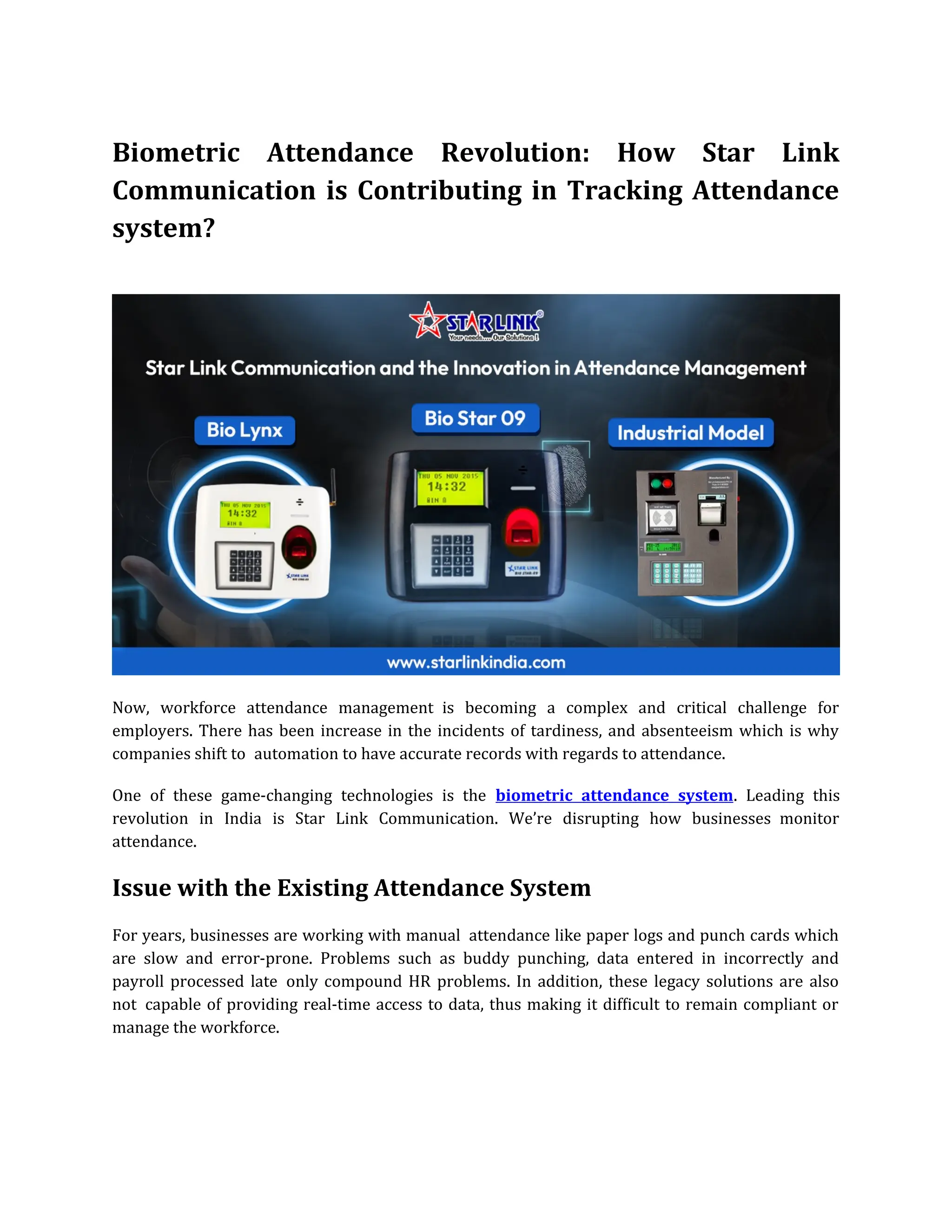 Biometric Attendance Revolution How Star Link Communication is ...