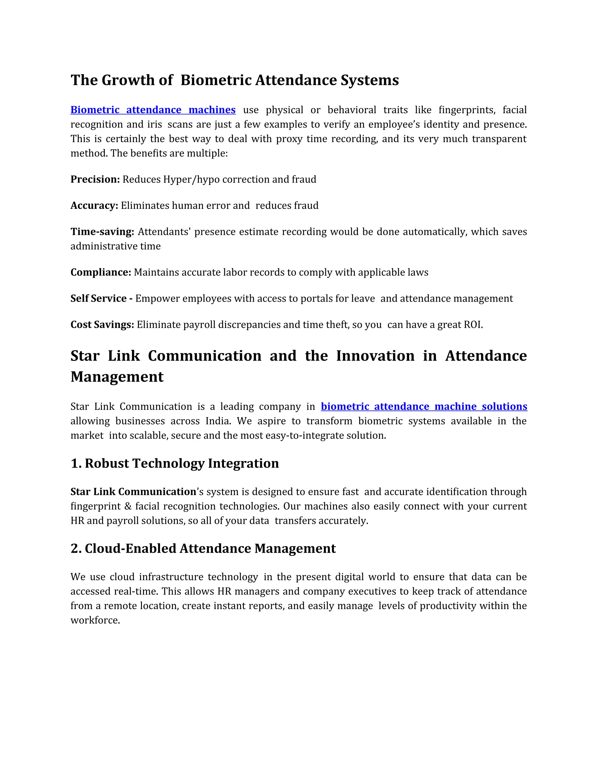 Biometric Attendance Revolution How Star Link Communication is ...