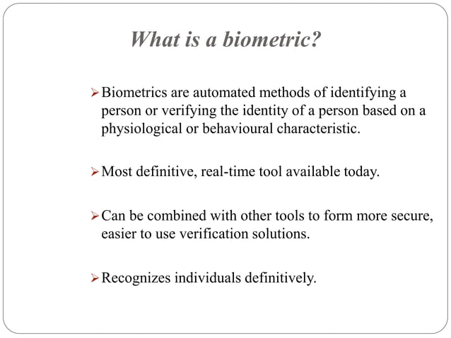 Biometric Authentication PPT | PPTX | Technology & Computing