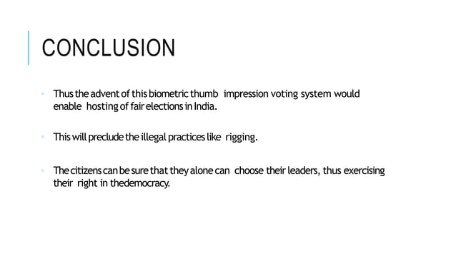 Biometric voting system | PPTX | Technology & Computing
