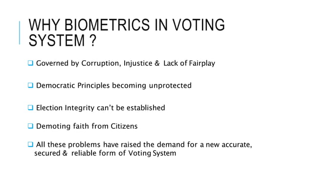 Biometric voting system | PPTX | Technology & Computing