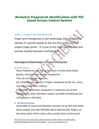 FINGERPRINT PROJECTS ABSTRACT:Biometric fingerprint identification with ...