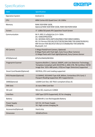 Biometric Handheld H5 | PDF
