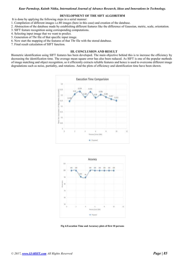 Biometric Identification With Improved Efficiency Using Sift Algorithm