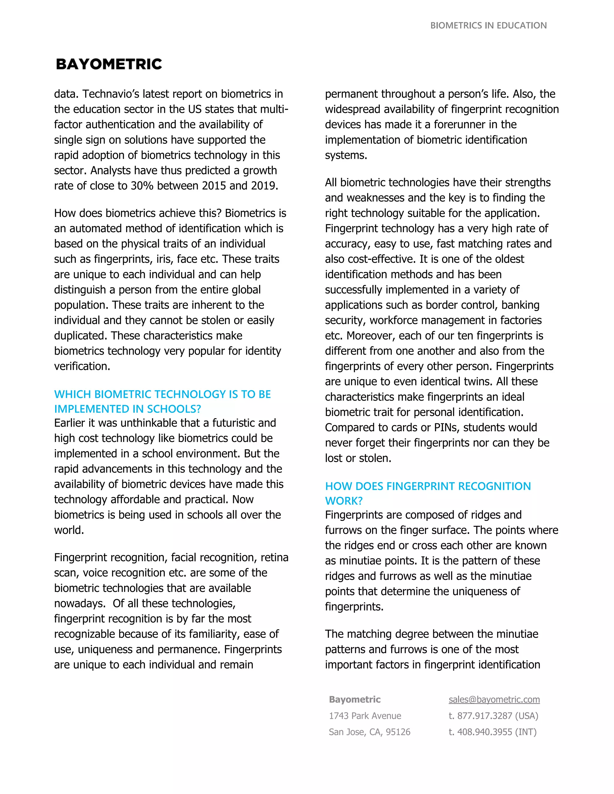 Biometrics in Education | PDF