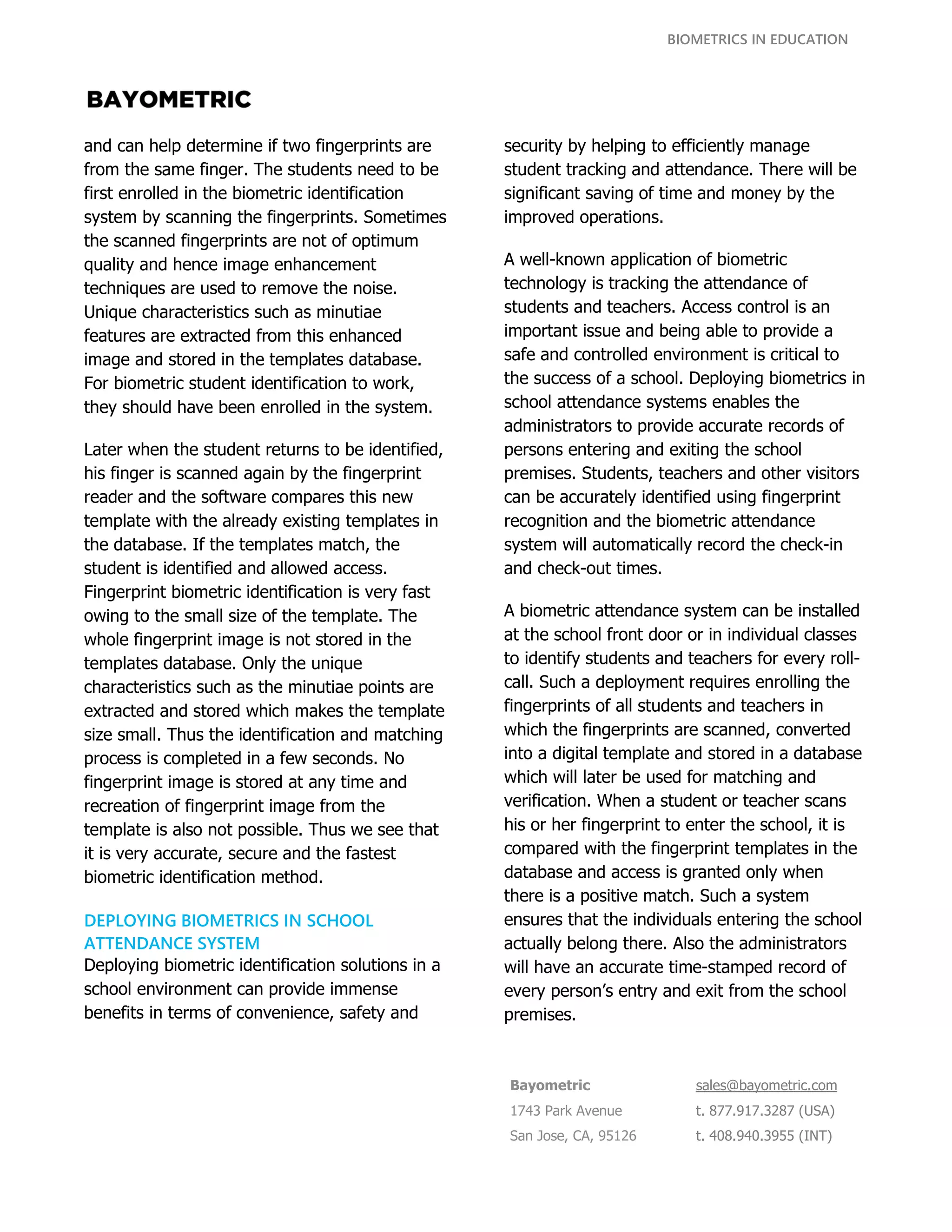 Biometrics in Education | PDF