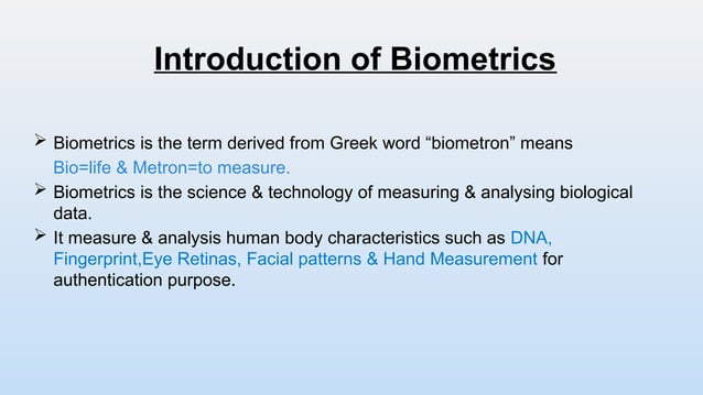 Mini project in 3rd year student for presentation topic "Biometric" | PPTX