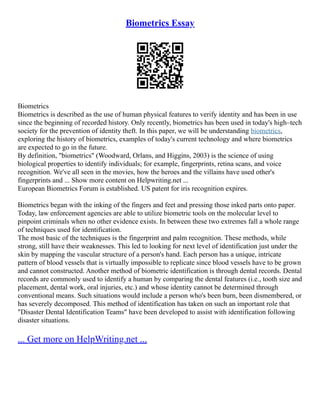 Biometrics Essay | PDF