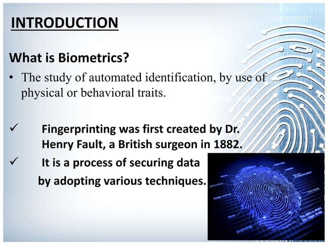 Biometrics fingerprint | PPT