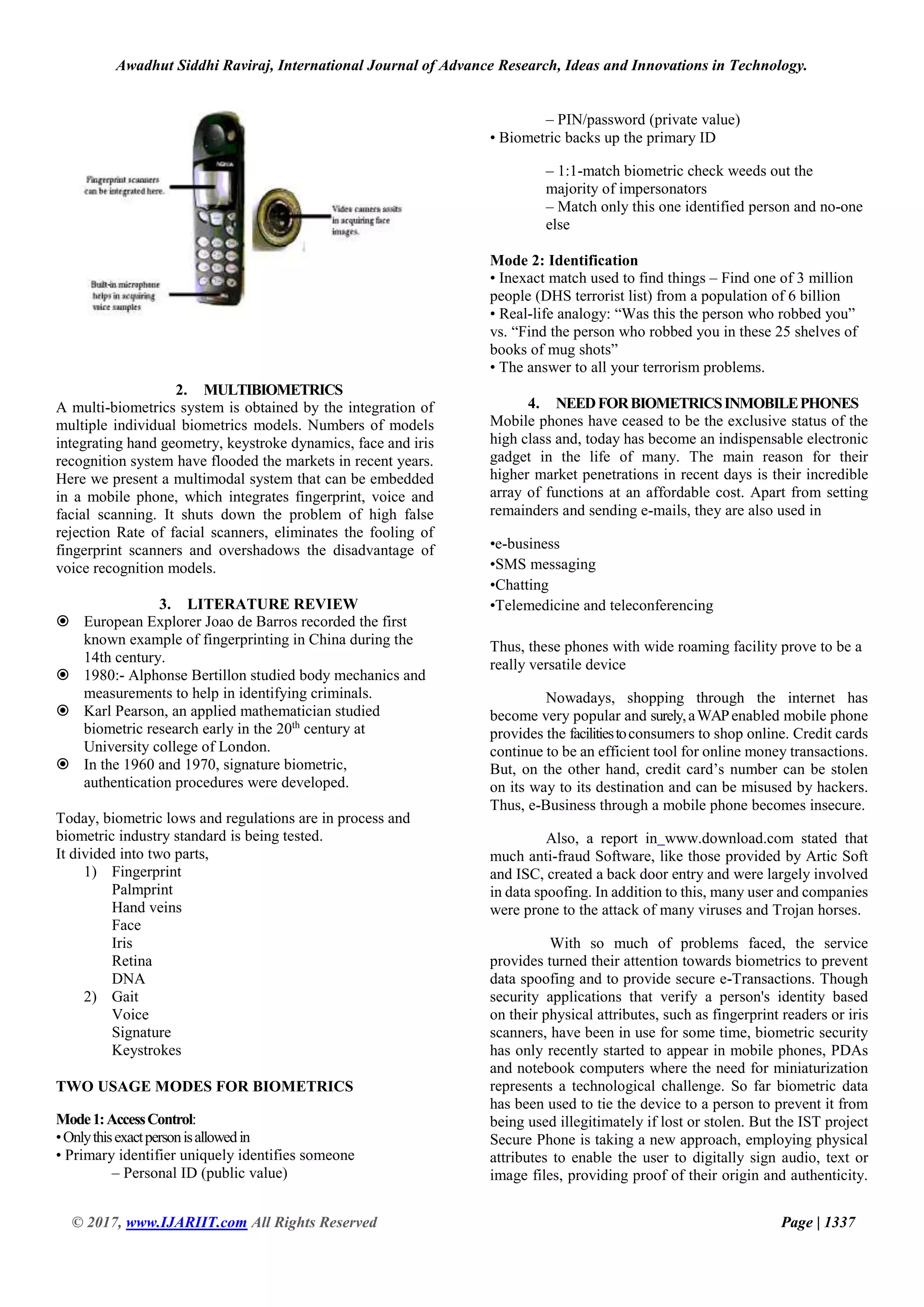 Bio metrics in secure e transaction | PDF