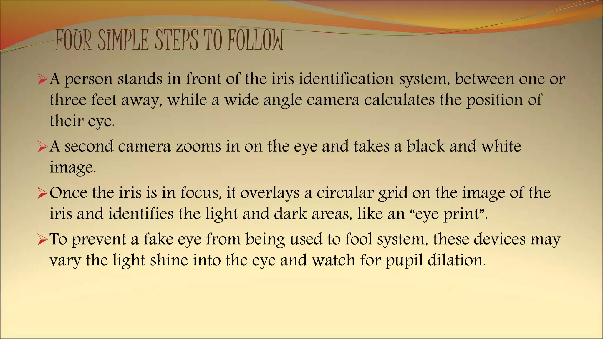 Biometrics iris recognition | PPTX