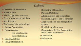Biometrics iris recognition | PPTX