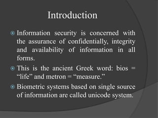 Slide-show on Biometrics | PPTX