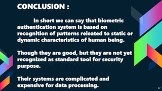 Presentation on Biometric System by Swarup T. | PPTX