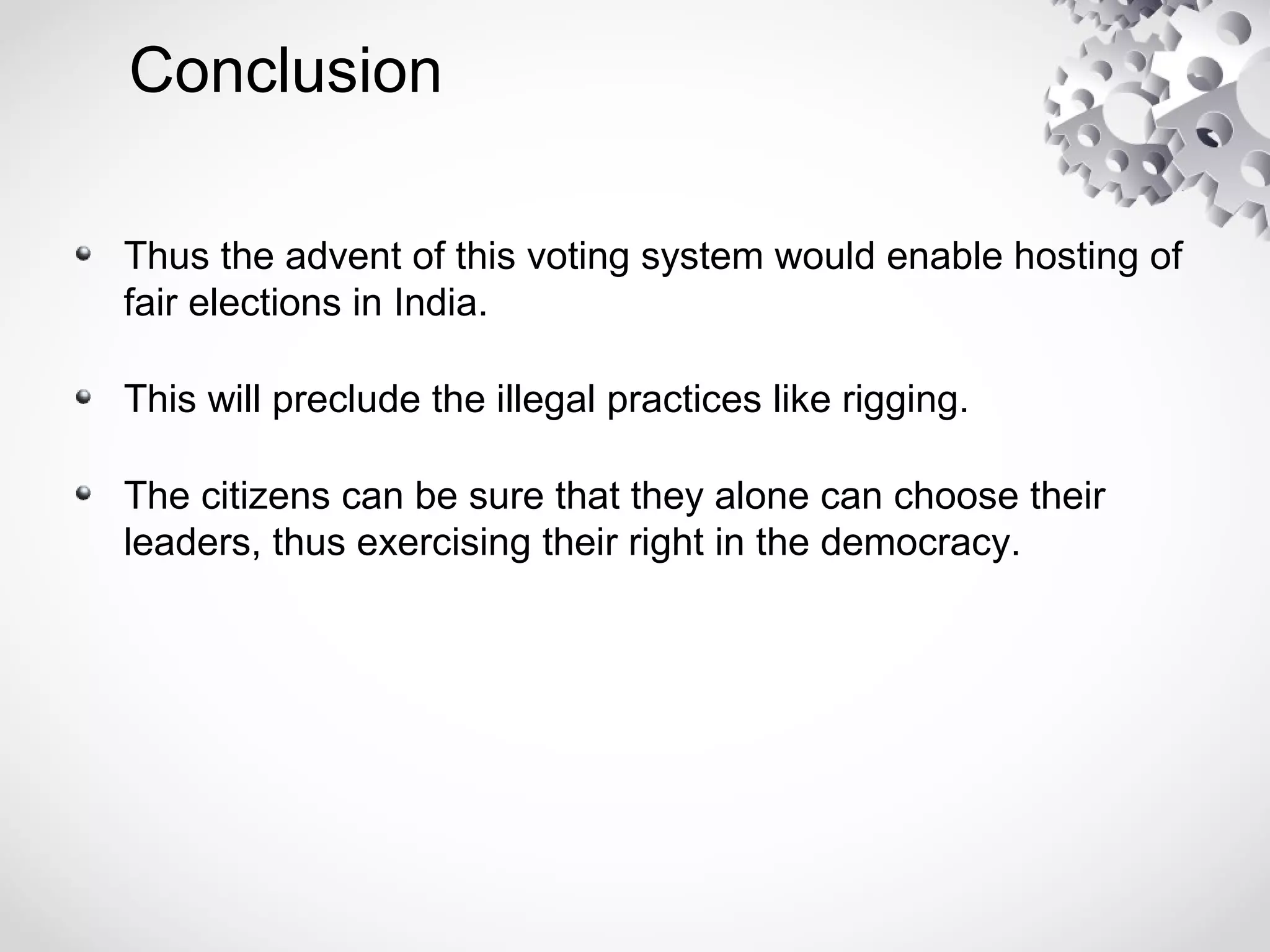 Biometrics Using Electronic Voting System With Embedded Security Ppt