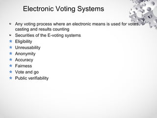 Biometrics using electronic voting system with embedded security | PPT