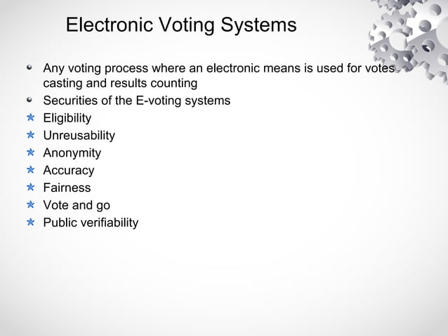 Biometrics Using Electronic Voting System With Embedded Security Ppt