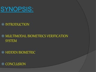 Biometrics verification techniques combine | PPT