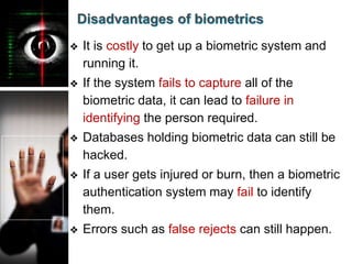 Biometric System ‎Concepts and Attacks | PPTX