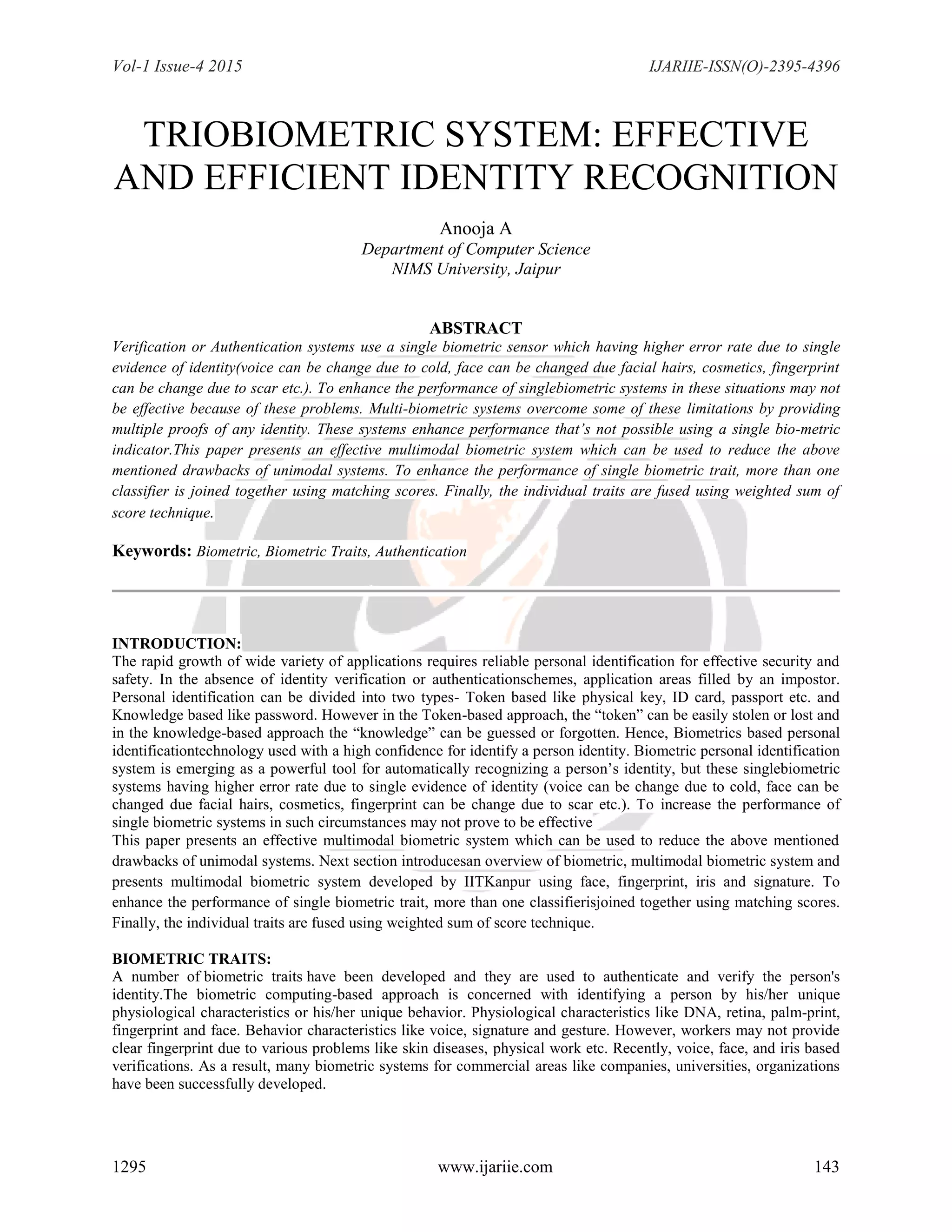 Biometric systems | PDF