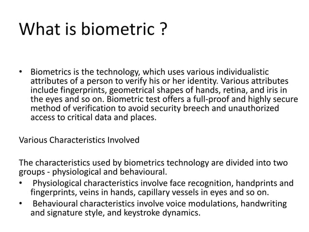 Biometric systems last1 | PPTX | Technology & Computing